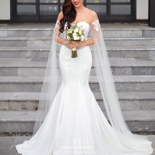 TALIA Bicep Wedding Cape Veils Lace Bicep Veil Bridal Cape - Etsy