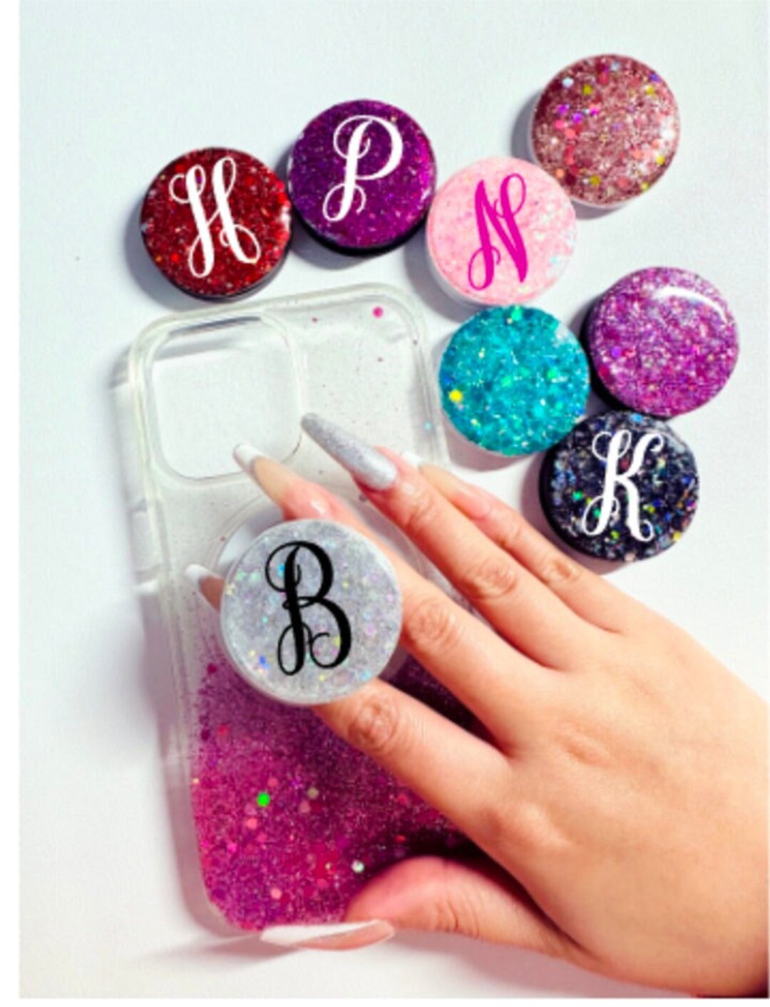 Bling Monogram Magnetic Phone Grip: Glitter Phone Stand, Magsafe ...