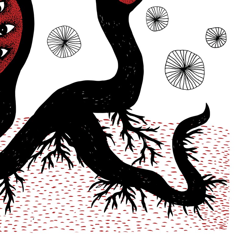 Two Headed Snake Print Illustration Pen Ink Drawing Weird - Etsy