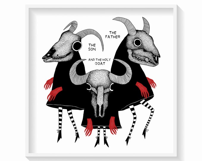 Goat Family Print Ominous Illustration Portrait Holy Trinity Design ...
