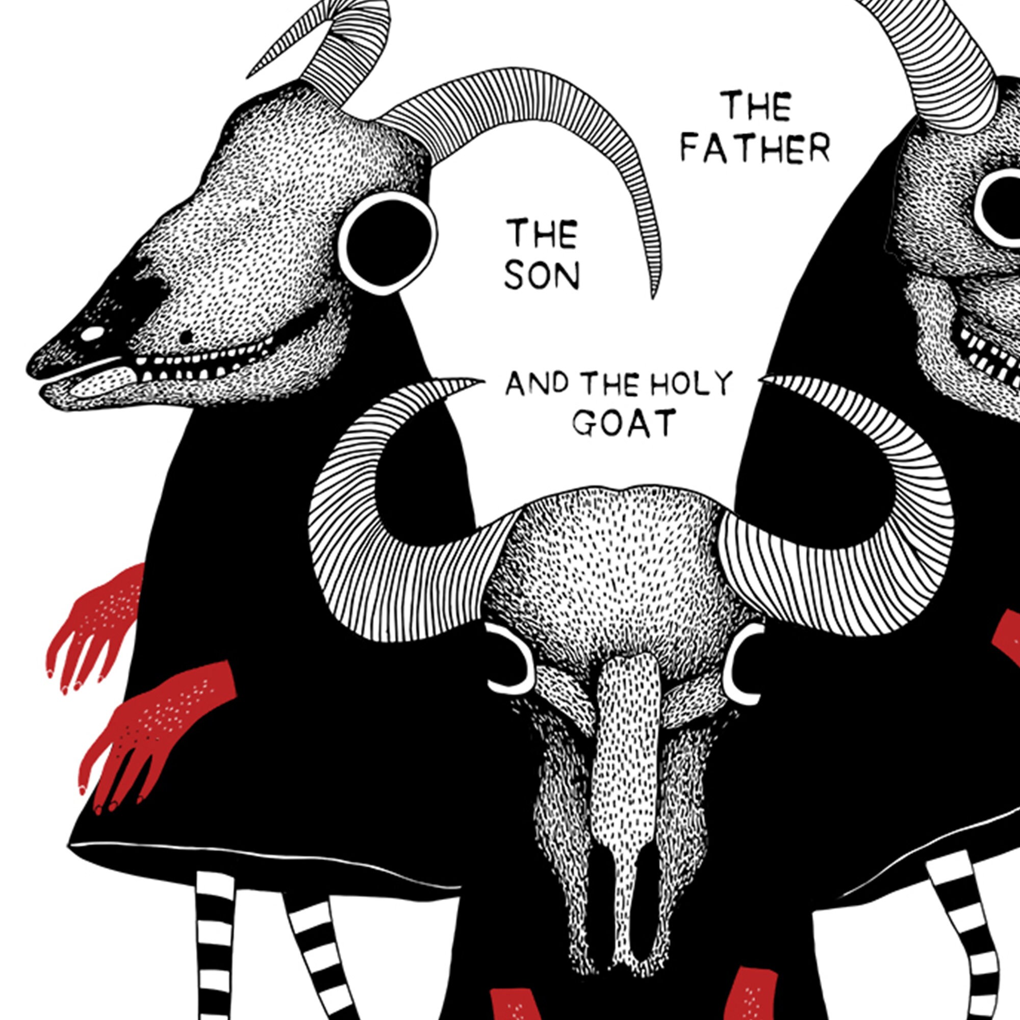 Goat Family Print Ominous Illustration Portrait Holy Trinity - Etsy