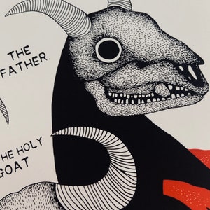 Goat Family Print Ominous Illustration Portrait Holy Trinity Design ...