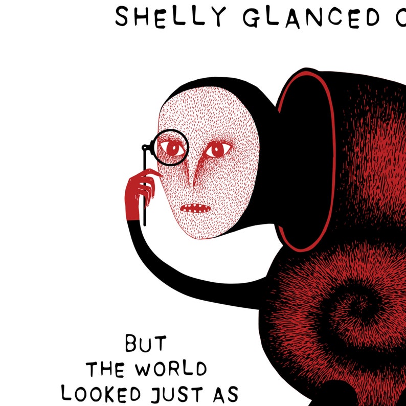 Shell Grumpy Snail Print Gloomy Illustration Introvert Shell - Etsy