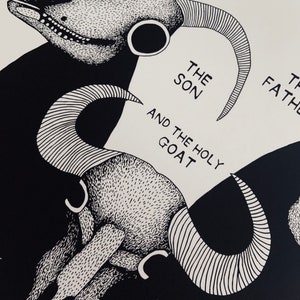 Goat Family Print Ominous Illustration Portrait Holy Trinity Design ...