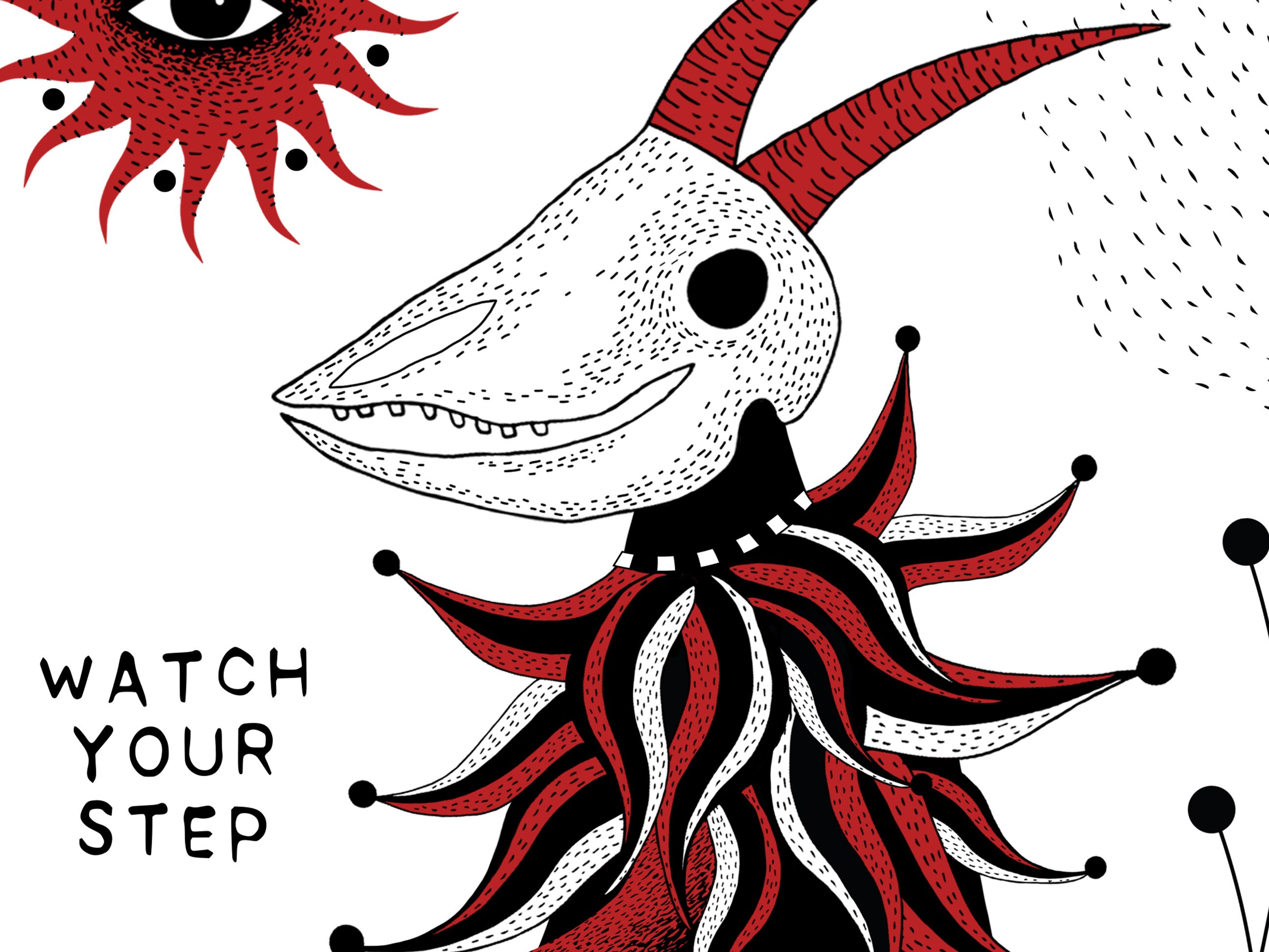 The Fool Tarot Card A4 Illustration Goats Design Black Red - Etsy