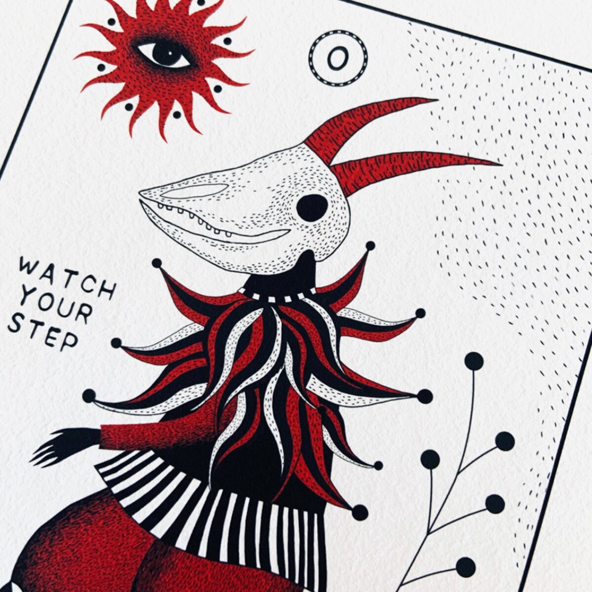 The Fool Tarot Card A4 Illustration Goats Design Black Red - Etsy