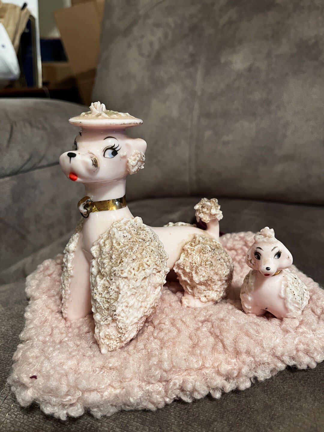 Vintage Pink Poodle & Baby - Etsy