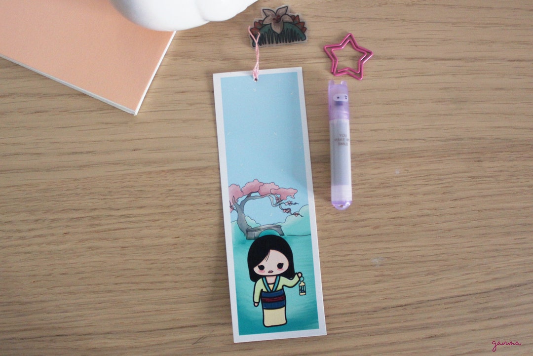 Princess Mulan Bookmark, Kawaii Stationery, Bookmark, Princess Bookmark ...