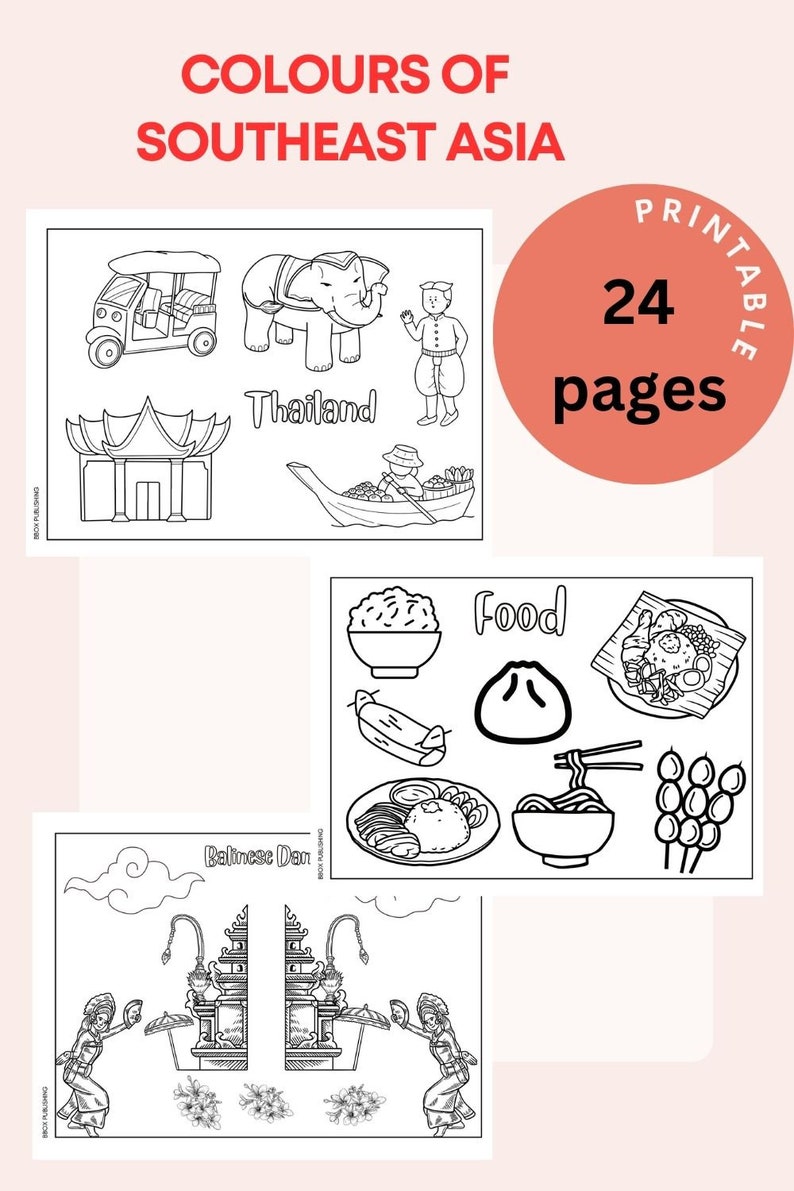 Coloring Pages Kids Southeast Asia Printable Educational - Etsy