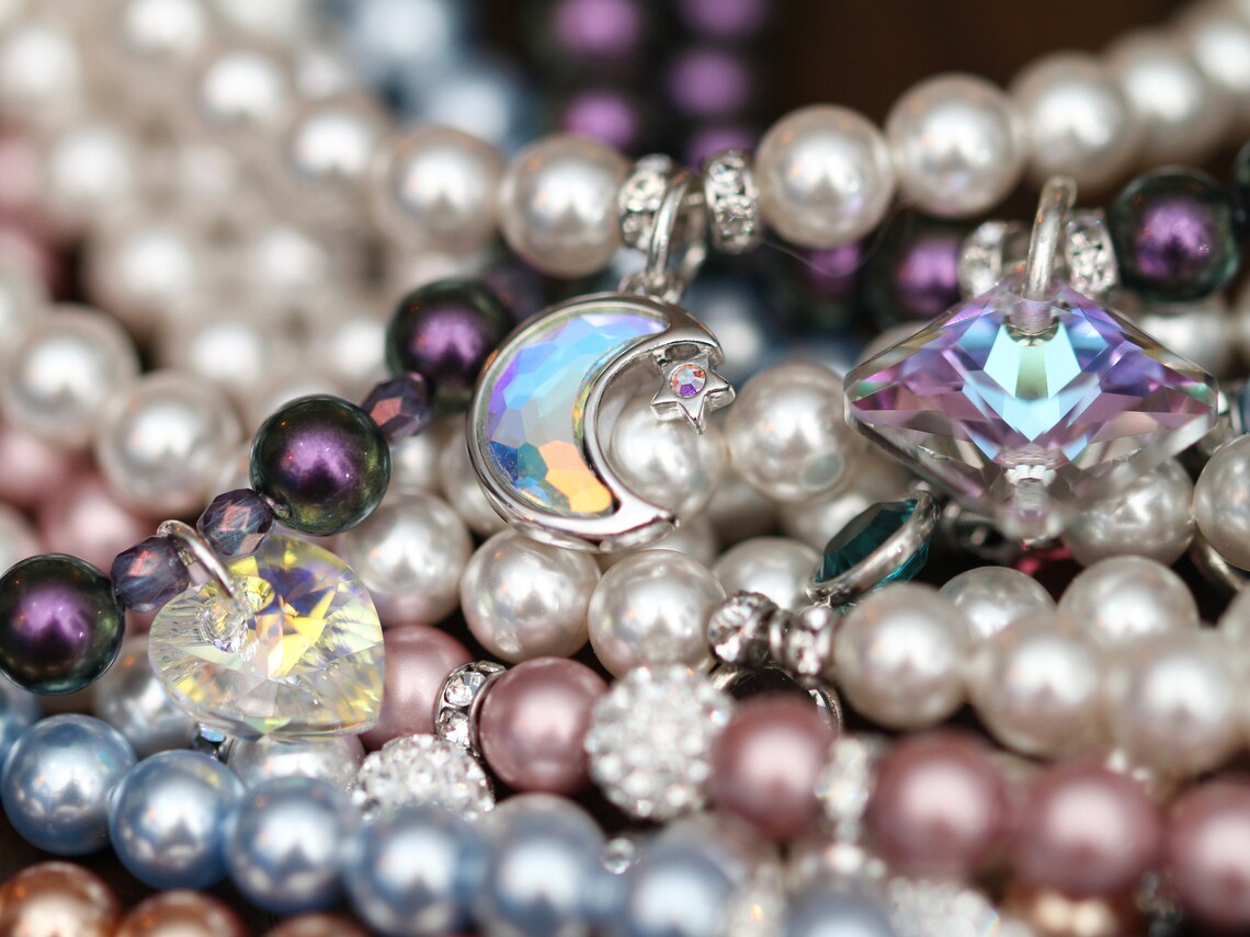 Handmade Swarovski Sparkly Moon & Star Bracelet - Etsy