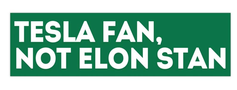 Tesla Fan Not Elon Stan Bumper Stickers, Car Decal, Funny Anti Elon ...