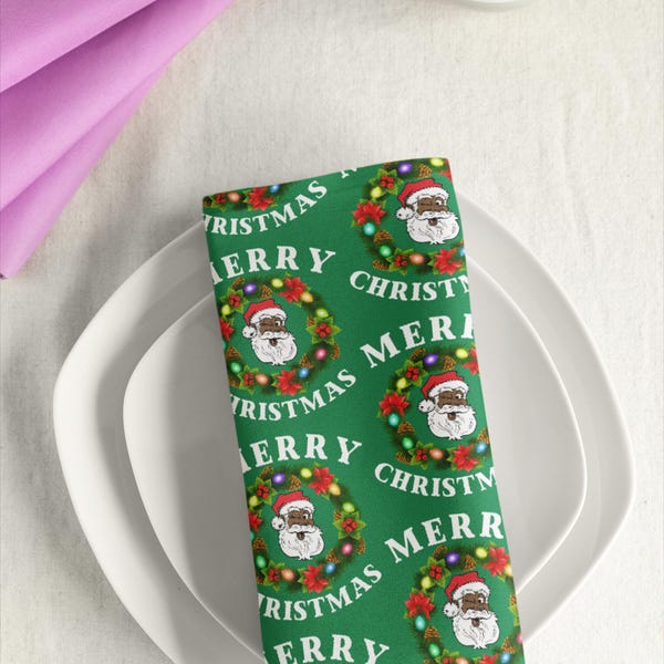 Black Santa Napkins - Etsy
