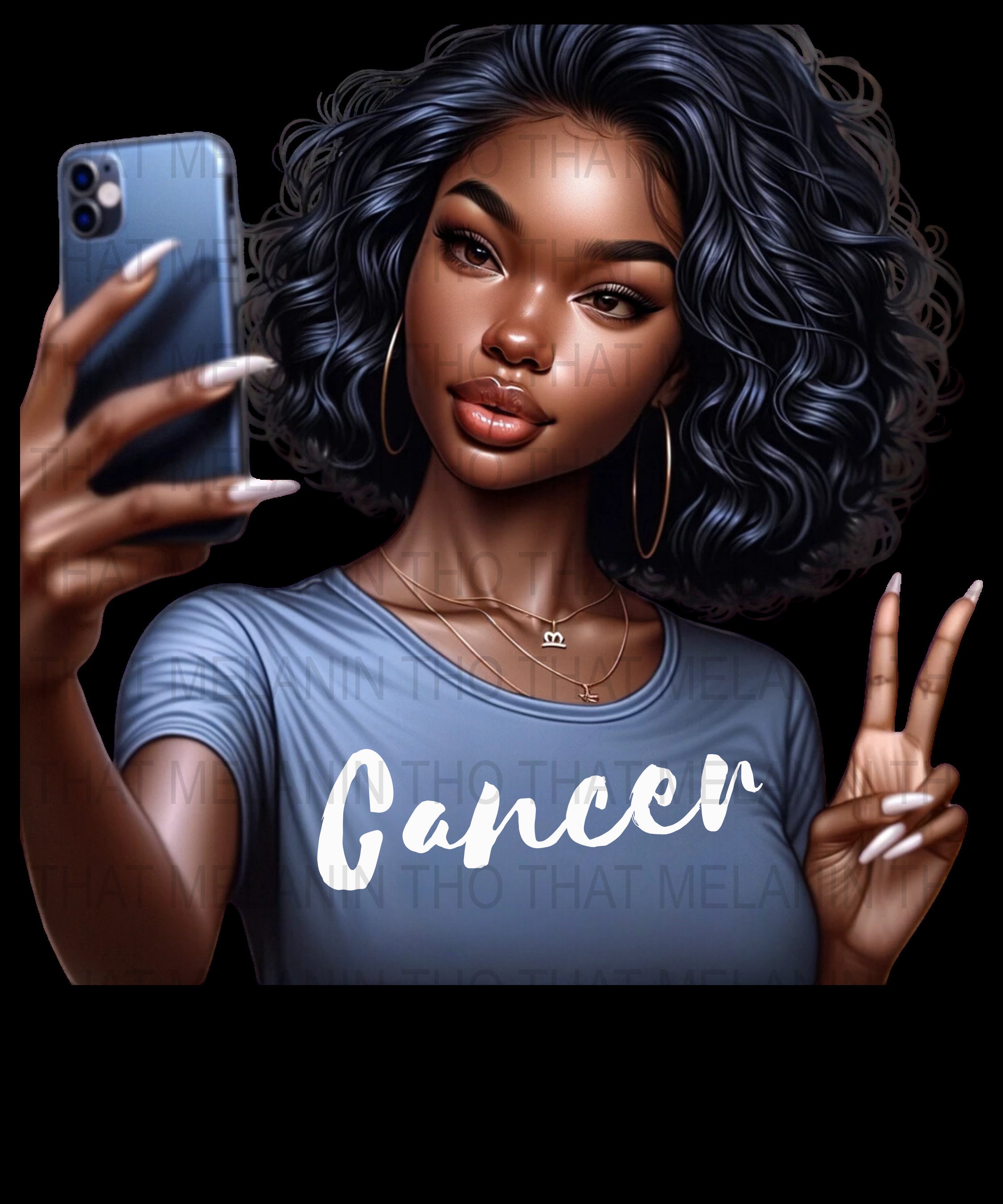Cancer Vibes Digital Art Black Woman Zodiac Sign Afro Woman Horoscope ...