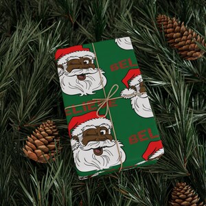 Black Santa Wrapping Paper Believe Black Santa Melanin Christmas ...