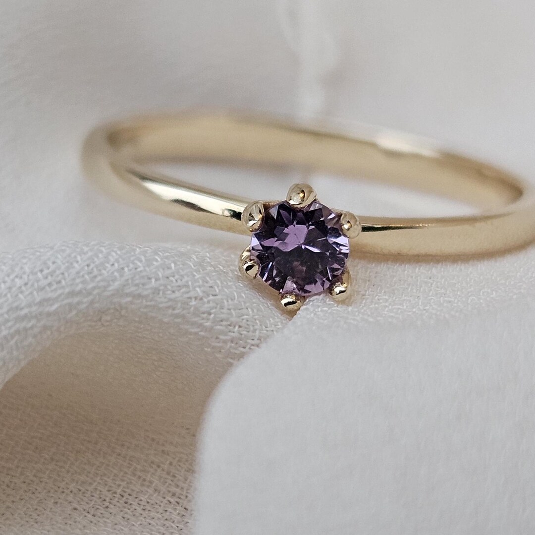 Solitaire Pink Sapphire Ring, Pink Sapphire Ring ,14k Solid Gold ...