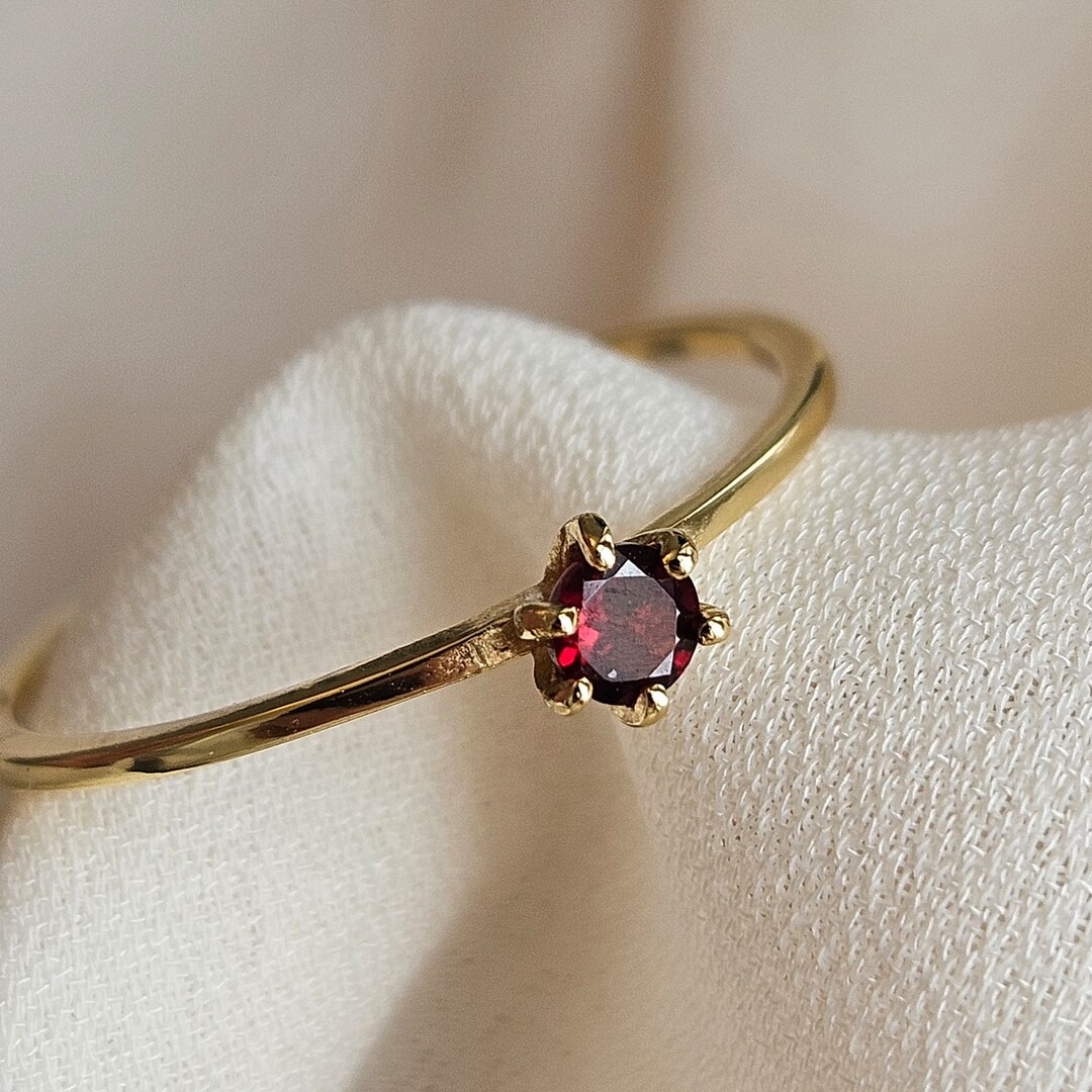 Genuine Garnet Ring • Gold Garnet Ring•minimal Garnet Ring • Silver ...