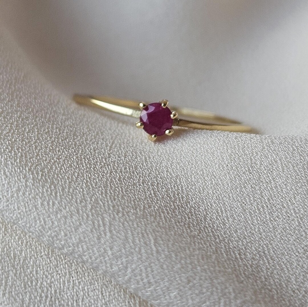 Genuine Ruby Ring • Gold Ruby Ring• Minimal Ruby Ring • Silver Ring ...