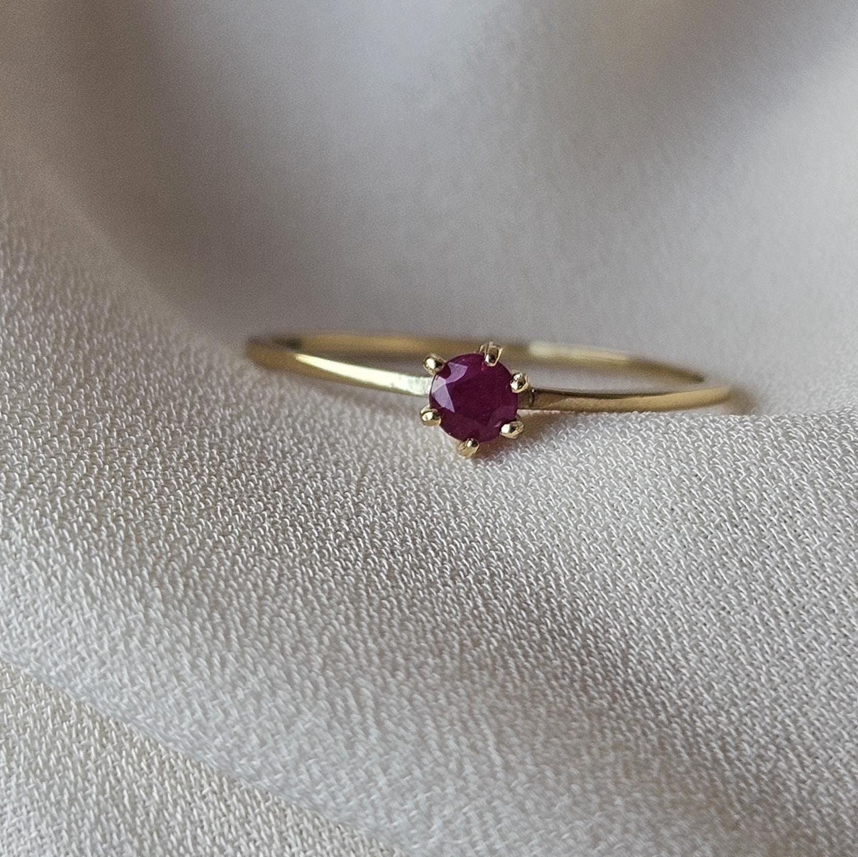 Genuine Ruby Ring • Gold Ruby Ring• Minimal Ruby Ring • Silver Ring ...