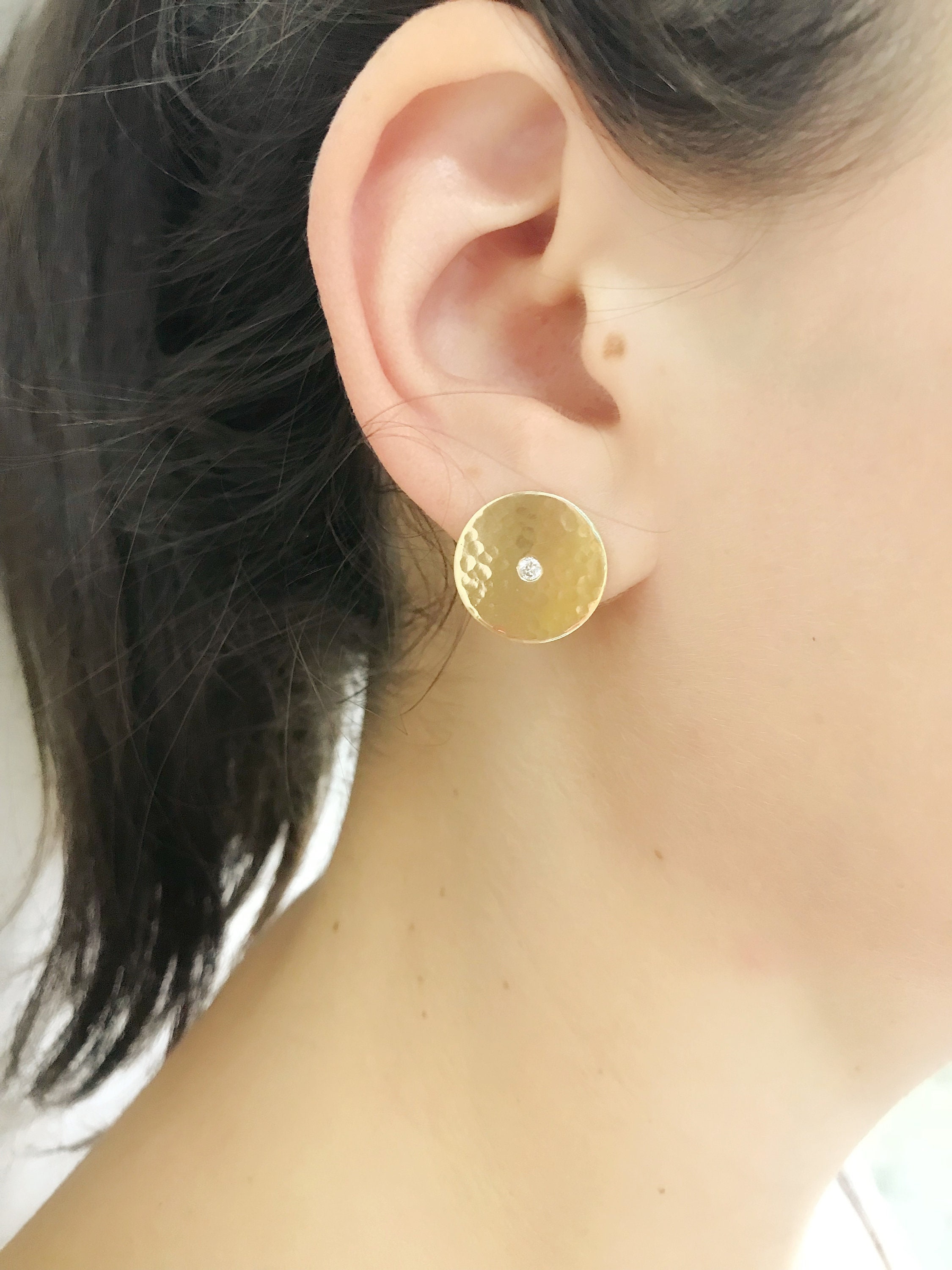 Hammered Disc With Diamonds - Etsy