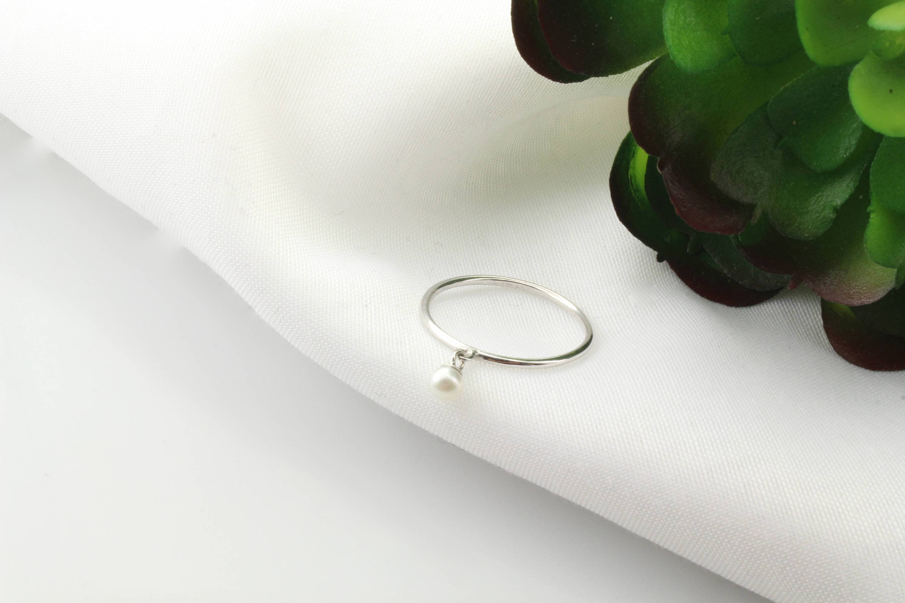 14K Gold Freshwater Pearl Dangle Ring Stacking Ring Gold - Etsy