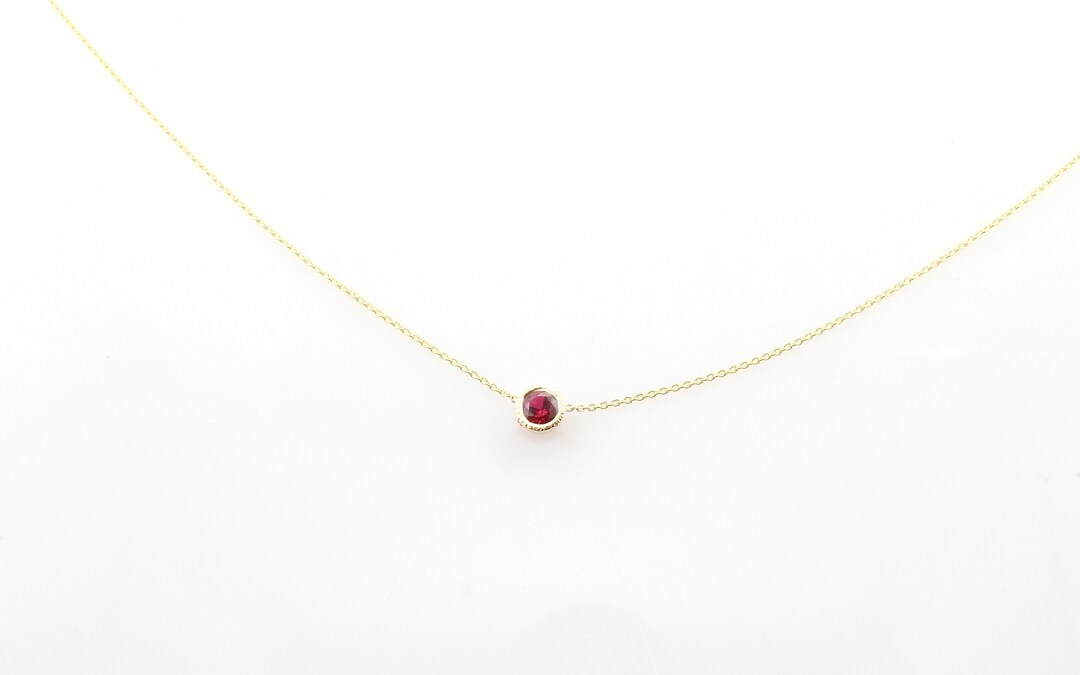 14K Gold Ruby Bezel Necklace: Dainty July Birthstone Jewelry - Etsy