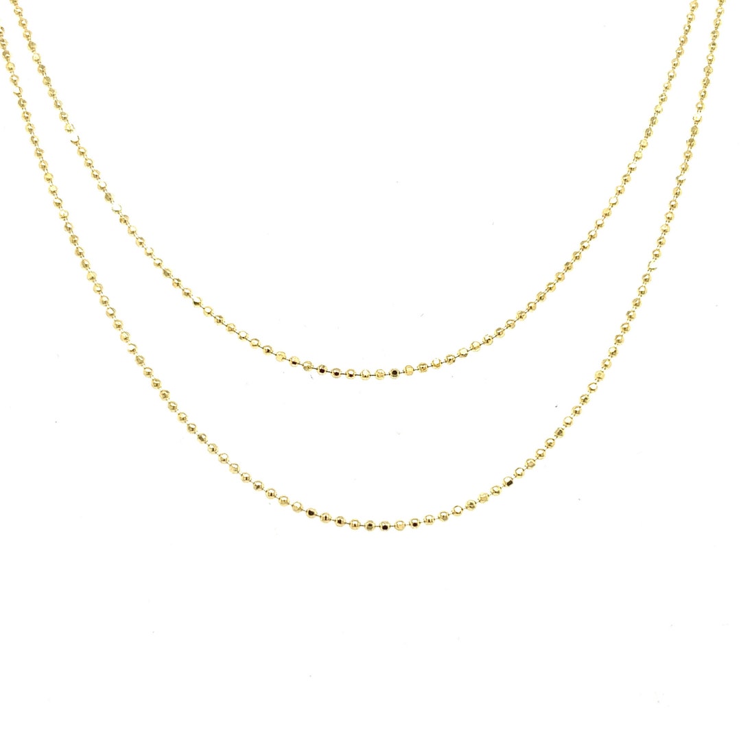 14K Gold Double Layered Bead Chain Necklace: Dainty Fine Jewelry - Etsy