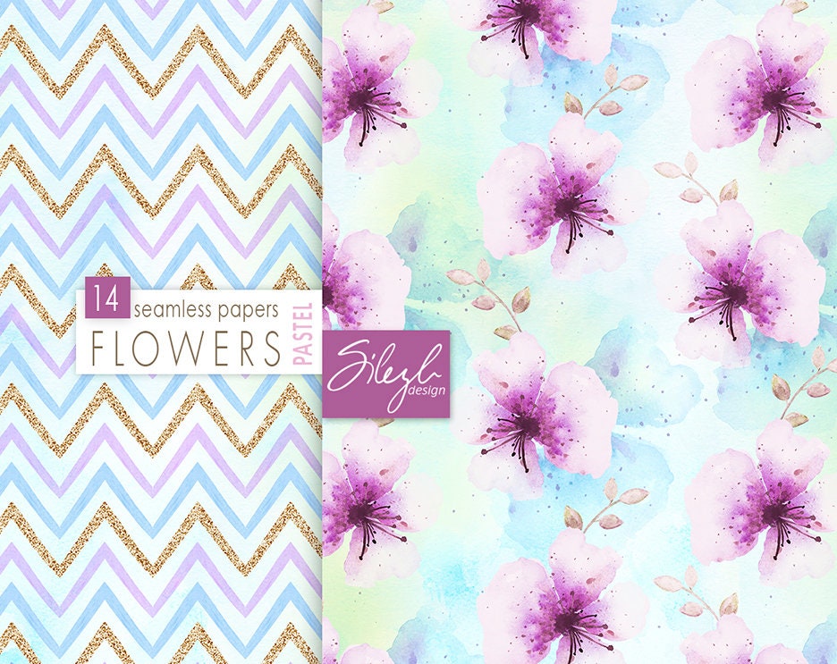 Digital Watercolor Floral Paper Pastel Flowers Digital Paper - Etsy