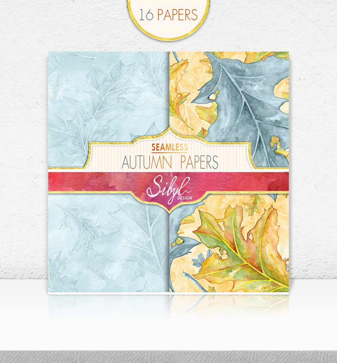 Digital Fall Paper Pack, Watercolor Autumn Seamless Pattern, Hand ...