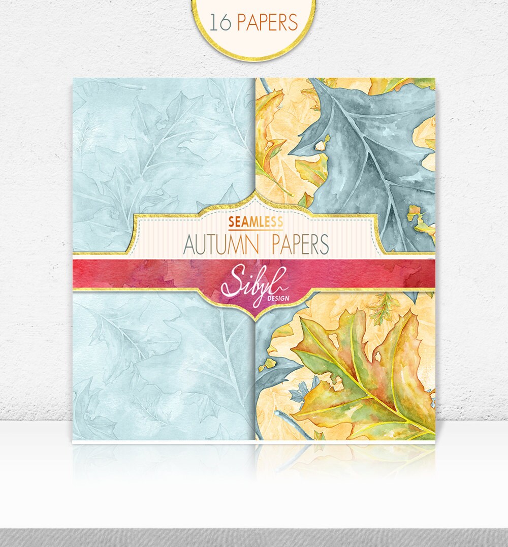 Digital Fall Paper Pack Watercolor Autumn Seamless Pattern - Etsy
