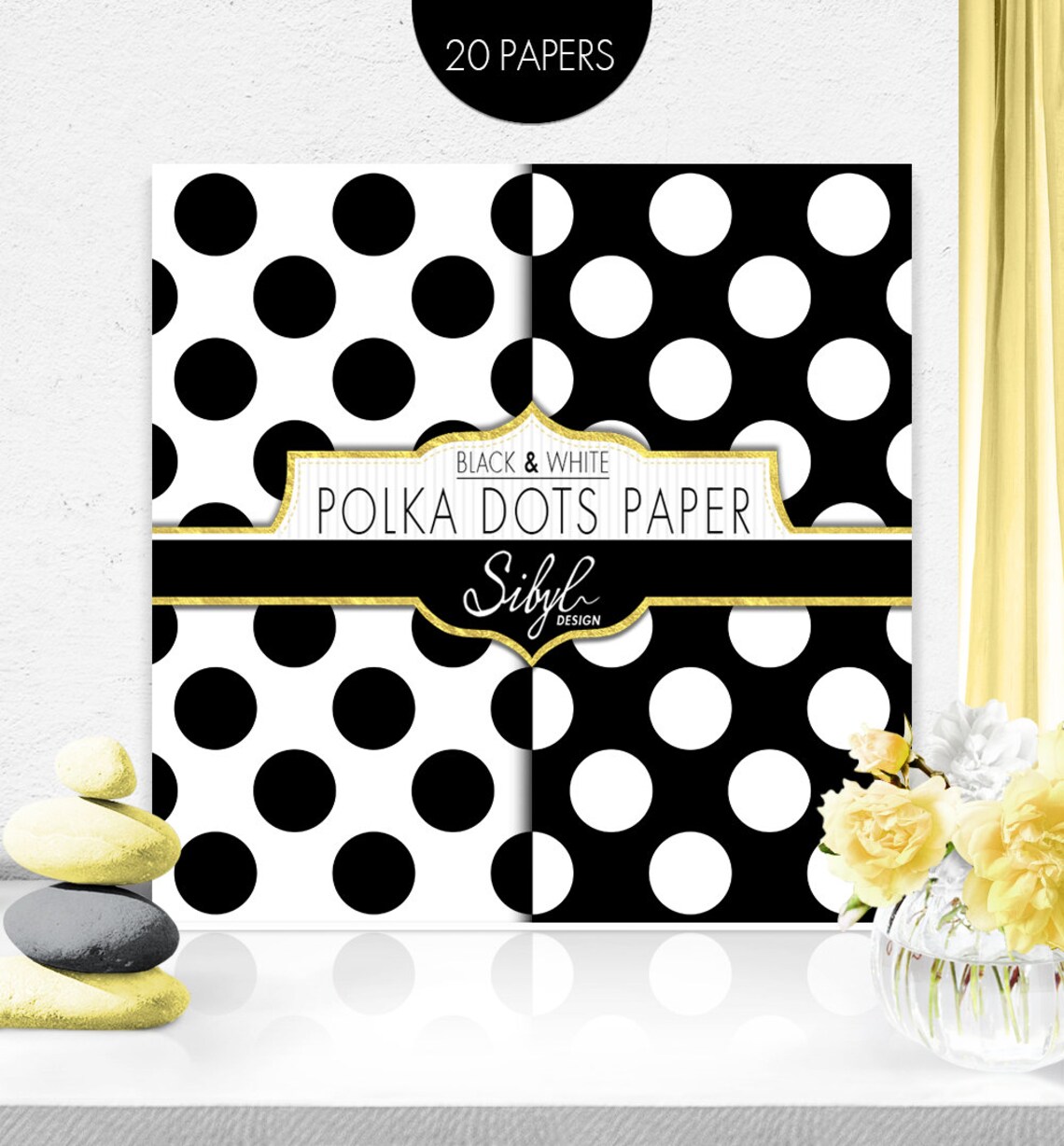 Black and White Polka Dots Digital Paper Digital Black and | Etsy