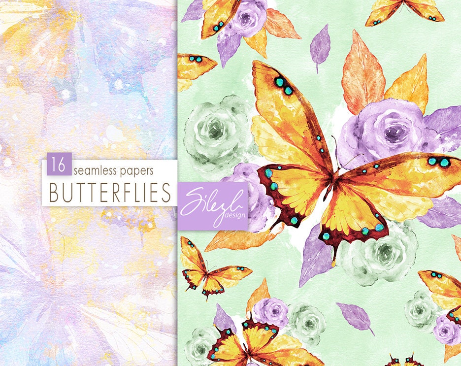 Seamless Butterflies Papers Watercolor Butterfly Paper - Etsy