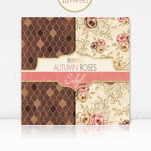 Seamless Floral Digital Paper, Autumn Roses Pattern, Digital Fall ...