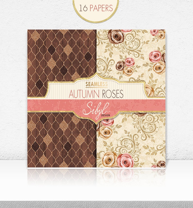 Seamless Floral Digital Paper Autumn Roses Pattern Digital | Etsy