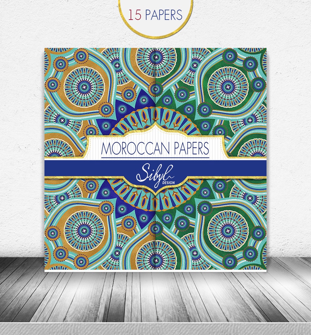 Geometric Digital Paper, Digital Ethnic Moroccan Patterns, Mosaic ...