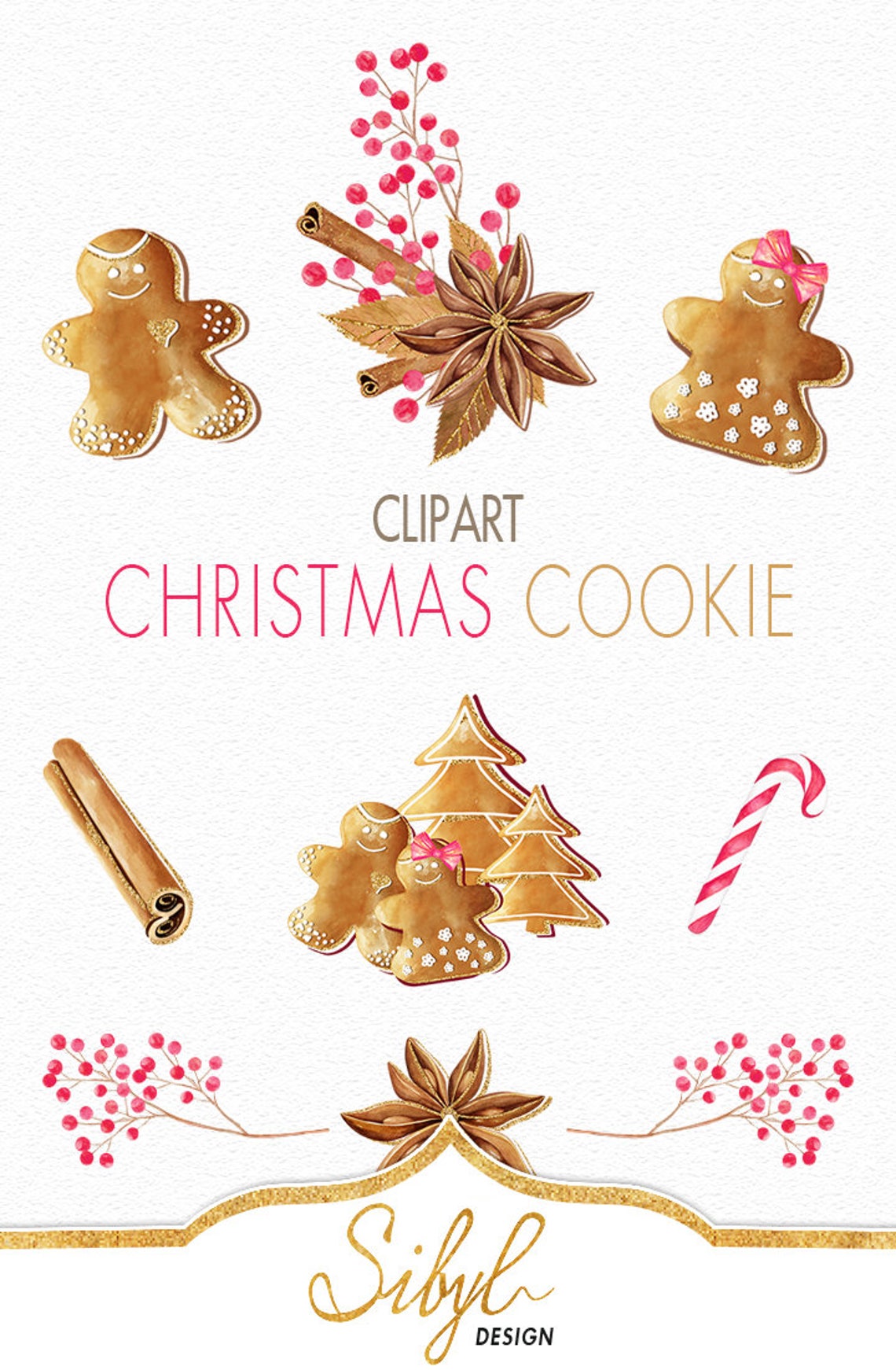 Christmas Digital Clip Art Noel Cookies Clip Art Xmas | Etsy