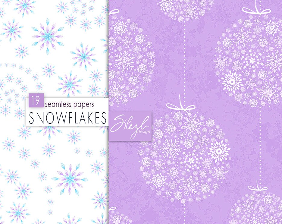 Watercolor Snowflakes Papers Digital Snowflakes Paper - Etsy