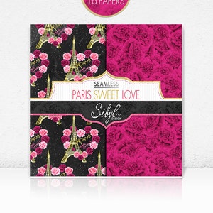 Seamless Valentine Digital Papers, Watercolor Romantic Paper, Love ...