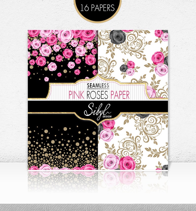 Papel digital floral Elegante rosa rosa rosas sin costura | Etsy