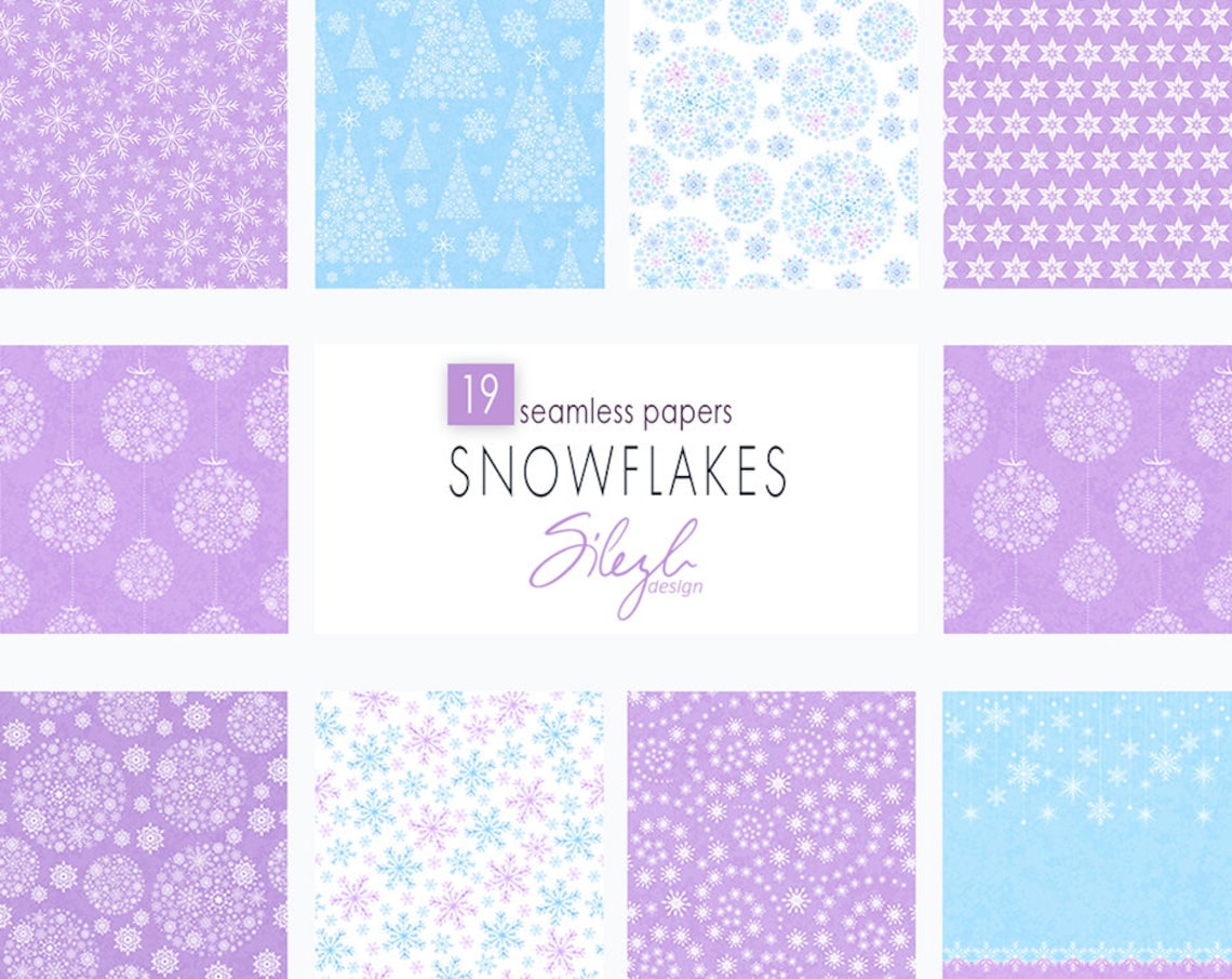 Watercolor Snowflakes Papers Digital Snowflakes Paper - Etsy