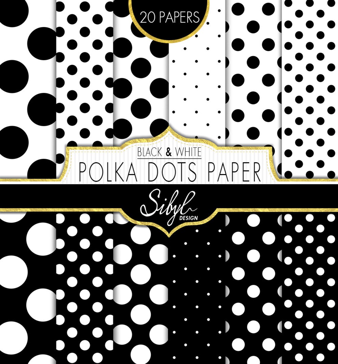 Black and White Polka Dots Digital Paper Digital Black and | Etsy