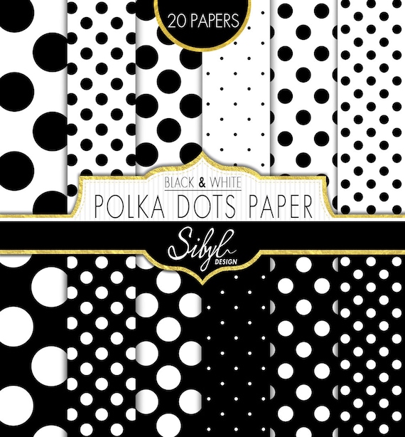 Black and White Polka Dots Digital Paper Digital Black and | Etsy