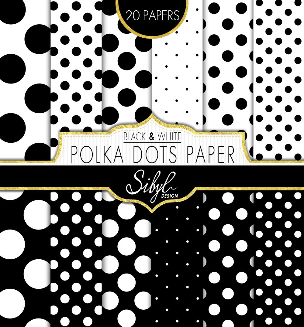 Black and White Polka Dots Digital Paper Digital Black and | Etsy