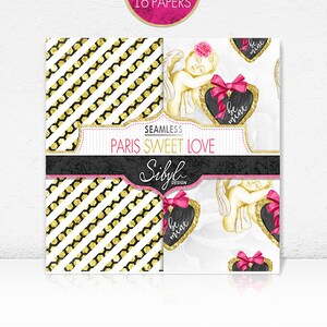 Seamless Valentine Digital Papers, Watercolor Romantic Paper, Love ...