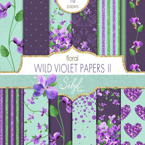 Spring Floral Digital Clipart Purple Violet Flower Clip Art - Etsy