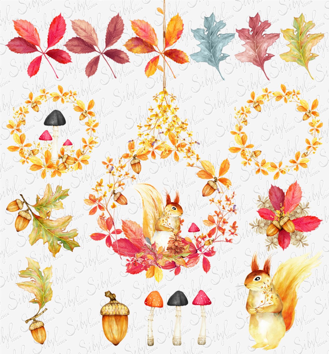 Fall Digital Clip Art Fall Watercolor Clip Art Autumn Clip | Etsy