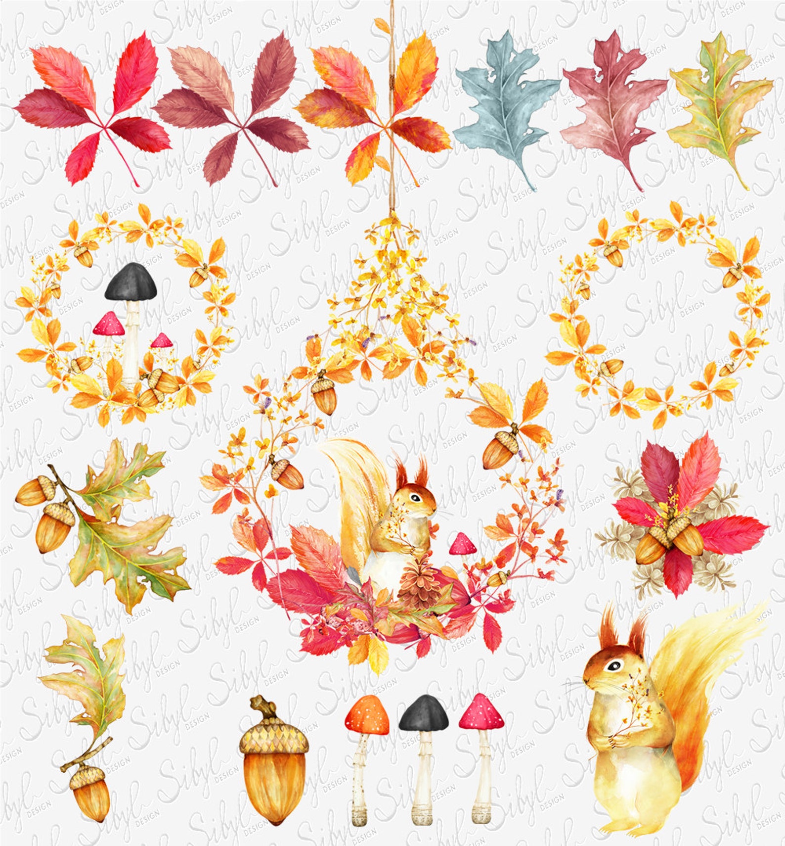 Fall Digital Clip Art Fall Watercolor Clip Art Autumn Clip | Etsy