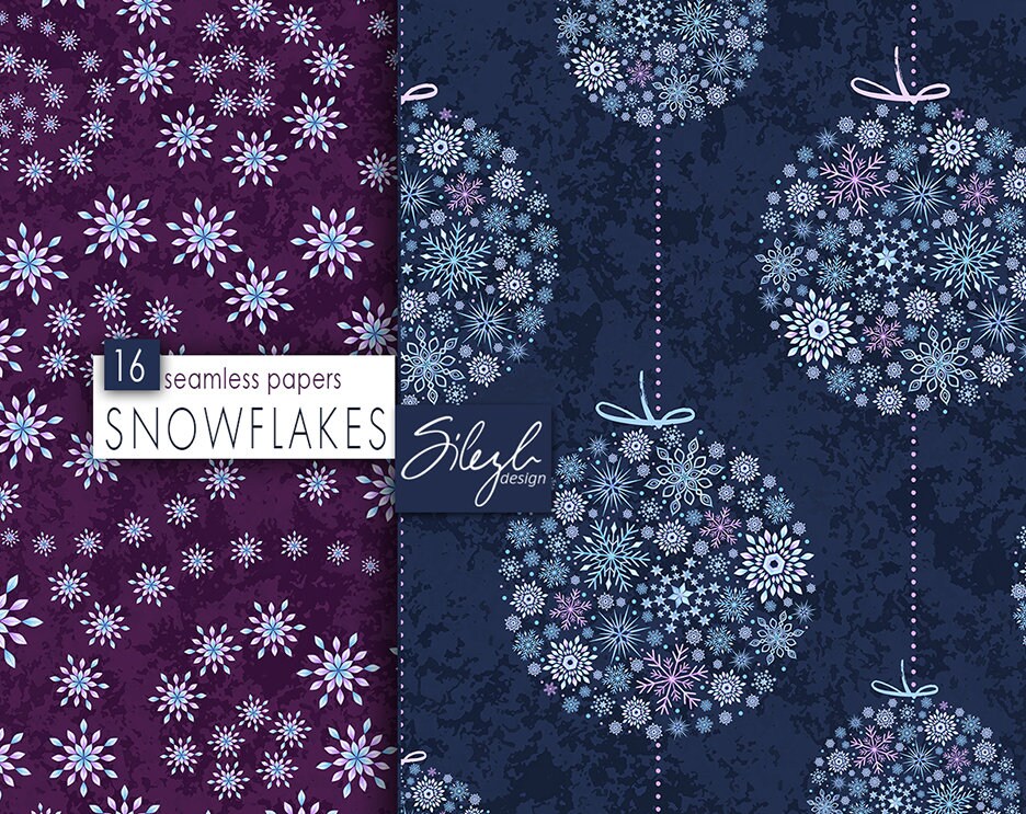 Watercolor Snowflakes Paper Pack SNOWFLAKES Digital Paper - Etsy
