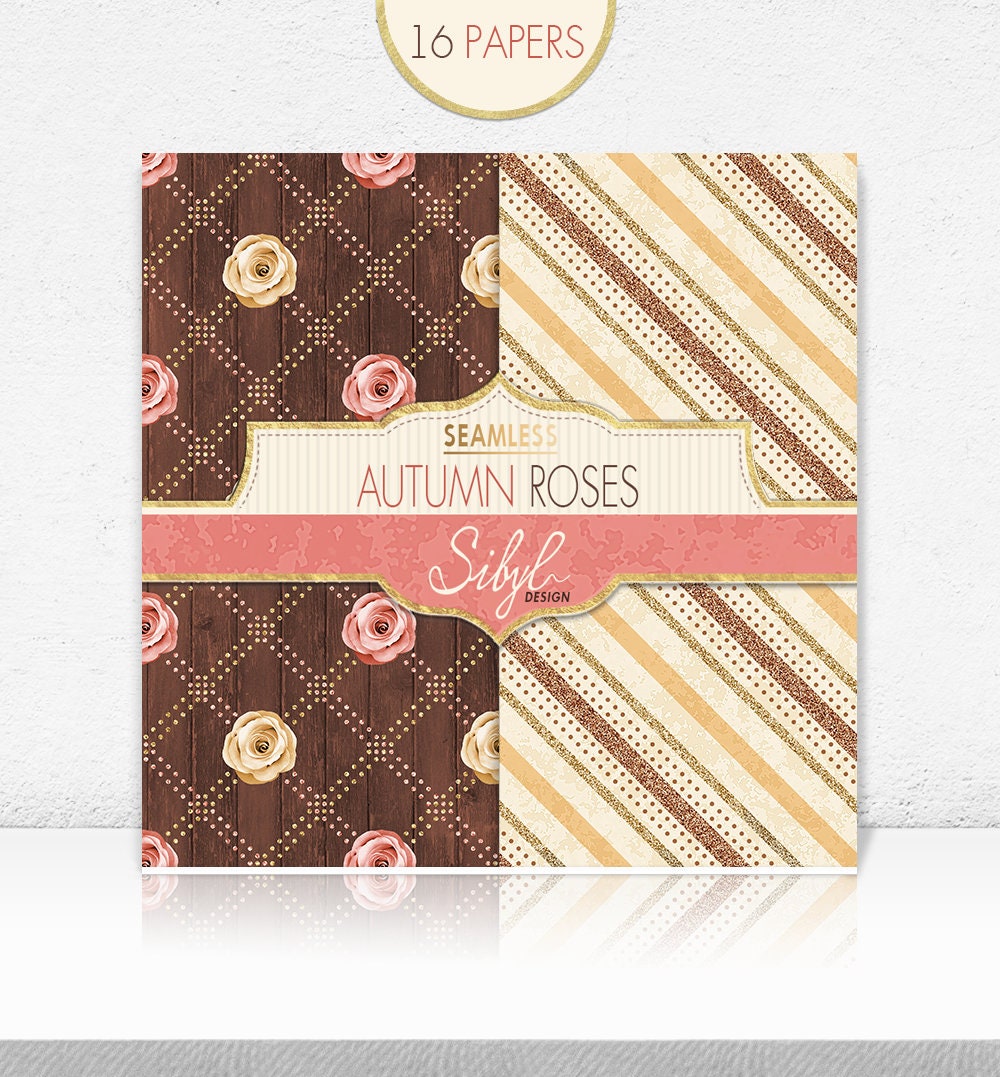 Seamless Floral Digital Paper Autumn Roses Pattern Digital | Etsy