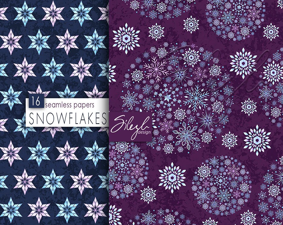 Watercolor Snowflakes Paper Pack SNOWFLAKES Digital Paper - Etsy