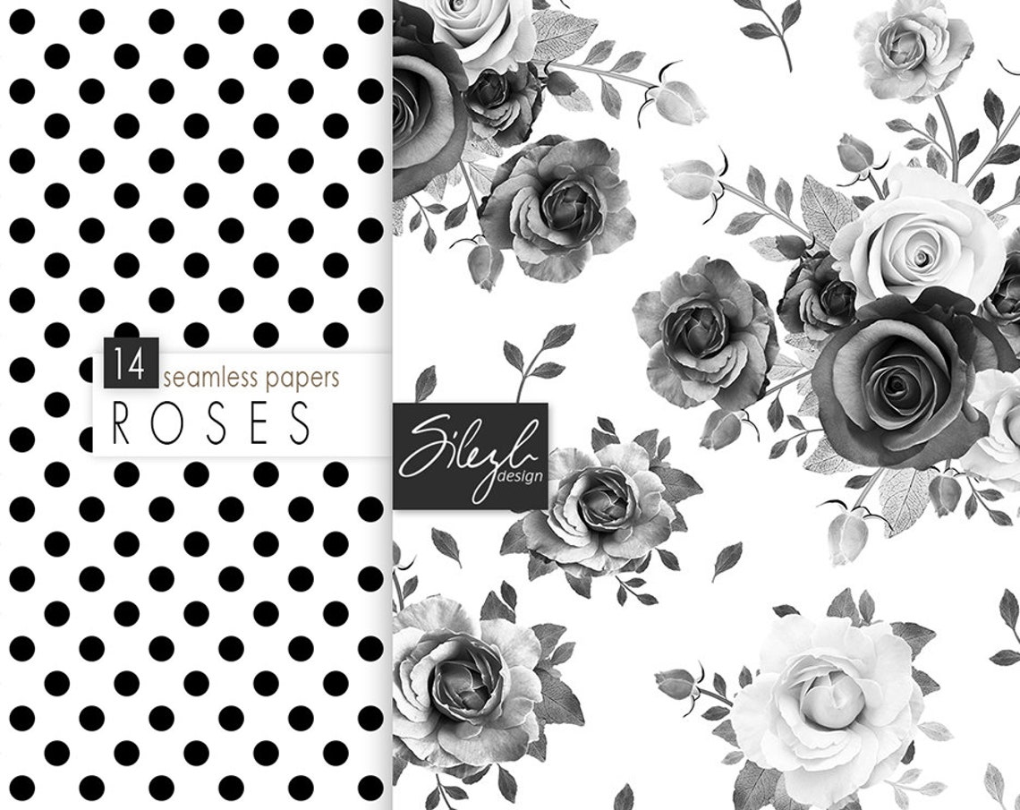 Seamless Floral Digital Paper Shabby Chic Black and White - Etsy